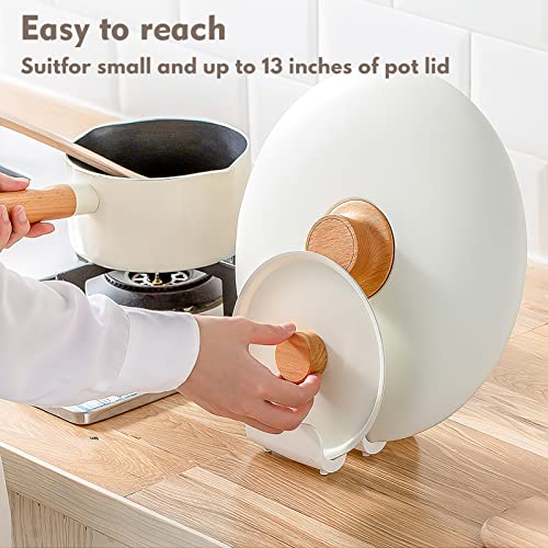 Landmore Pot Lid Organizer, Pot Lid Holder Organizer Multifunction 2 Layer Pot Lid Stand, Drain Not Wet Countertop Pot Lids Rack for Pot Lid, Rest Cutting Board