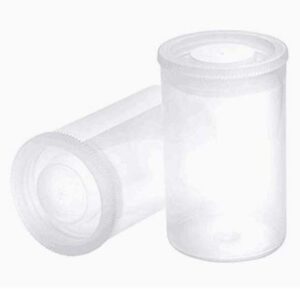 20 pcs clear plastic film canisters with lids，35mm caliberempty camera reel containers,storing of small personal and household items,pills, film, keys, coins, art beads and more storage containers