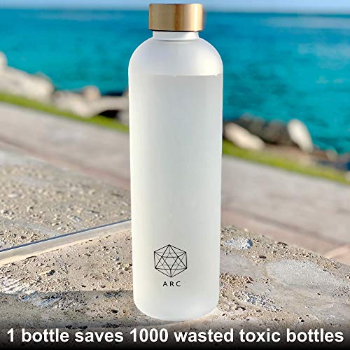 ARCANA Arc Bottle Water Bottle With Time Marker - Motivational Water Bottles With Times To Drink - BPA Free Frosted Plastic - Gym, Sports, Outdoors (32oz, clear)