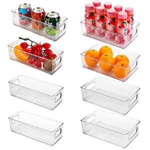 kingrol 8 pack plastic storage bins for freezer, pantry, countertop, cabinet organization, stackable food storage organizer with handles, bpa free, 10 x 6 x 3 inch, 10 x 4 x 3 inch