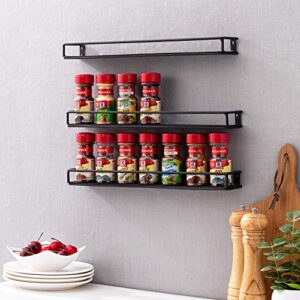 MyGift Set of 3 Wall-Mounted Black Metal Nail Polish and Essential Oils Display Shelves, Kitchen Spice Jars Rack