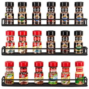 MyGift Set of 3 Wall-Mounted Black Metal Nail Polish and Essential Oils Display Shelves, Kitchen Spice Jars Rack