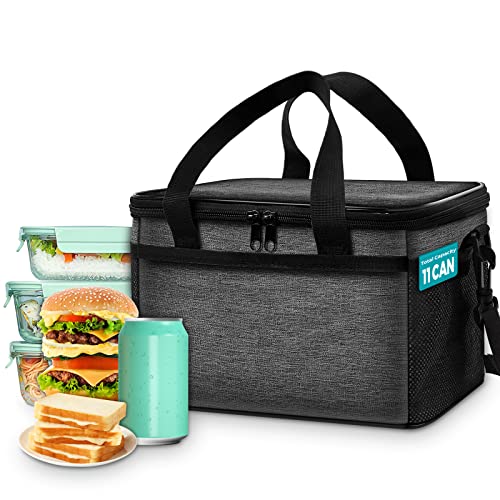 9.8L 11Cans Insulated Lunch Bag for Men Women, Reusable Insulated Lunch Box for Adult Men Women, Leakproof Cooler Bag Mens Lunchbox for Adults Work Office Picnic Beach with Adjustable Shoulder Strap