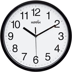 yoobure 10 inch silent quartz decorative wall clock non-ticking classic digital clock battery operated round easy to read home/office/school clock