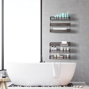 AULEDIO 2 Pack Spice Rack Organizer, 3 Tier Counter-top Stand or Wall Mounted Storage Rack Hanging Shelf for Kitchen Cabinet, Cupboard, Pantry Door or Bathroom Shower Cosmetic - Bronze