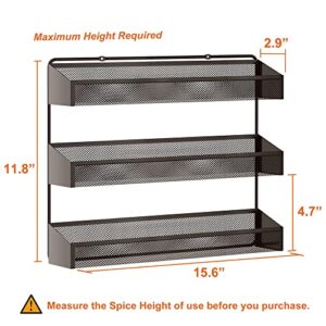 AULEDIO 2 Pack Spice Rack Organizer, 3 Tier Counter-top Stand or Wall Mounted Storage Rack Hanging Shelf for Kitchen Cabinet, Cupboard, Pantry Door or Bathroom Shower Cosmetic - Bronze