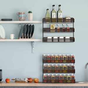 AULEDIO 2 Pack Spice Rack Organizer, 3 Tier Counter-top Stand or Wall Mounted Storage Rack Hanging Shelf for Kitchen Cabinet, Cupboard, Pantry Door or Bathroom Shower Cosmetic - Bronze