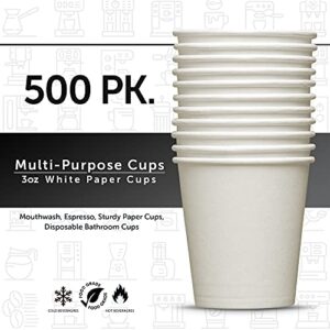 Prestee 500 Pack 3 Oz Paper Cups - Disposable Cups | Espresso Cups | Bathroom Cups 3 Oz Paper | Mouthwash Cups | Small Paper Cups | 3 Oz Bathroom Cups 3 Oz Paper | Small Cups