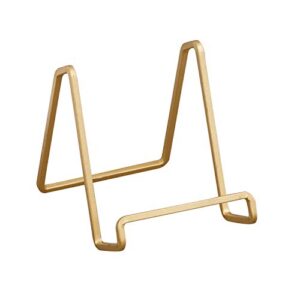 tripar 4 inch metal gold plated square wire plate stand holder easel display for cookbooks, photos, picture frames, & plates