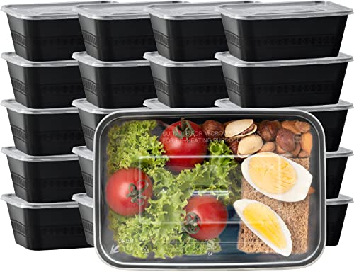 GLCSC [20 Pack 32oz Meal Prep Containers Lids, Bento Box, Plastic Food Storage Containers, BPA Free, Stackable, Microwave, Dishwasher & Freezer Safe