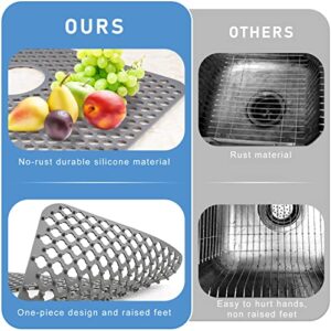 Silicone Kitchen Sink Mat, 25” x 13” Sink Protectors for Kitchen Mat Grid, Drying Mat for Kitchen Counter as for Cooling Rack, Dishware Drainer (Grey)