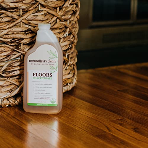 Naturally It's Clean Floor Enzyme Floor Cleaner | Safer For Pets and Kids | Powerful Plant Based Enzyme Formula Cleans Hardwood, Tile, and Floors Stain Free | 24 Gallon Rinse Free Concentrate | 1 Pack