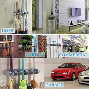 HYRIXDIRECT Broom Holder Wall Mount Broom Organizer Mop Holder Hanger Garden Tool Organizers Storage Rack Garage Laundry Room Organizations with Hooks