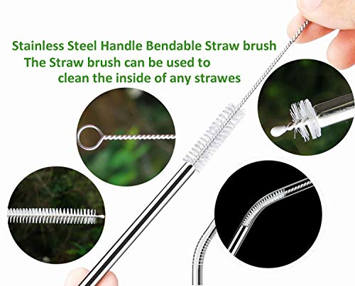 Extra Long Straw Cleaner Brush Extend 12 inch, Extra Wide 12mm diam Pipe Cleaners, Cleaning Brush for Hummingbird Feeders, Nylon Bristles and Stainless Steel Handle Straw Brush Set 10 Pack