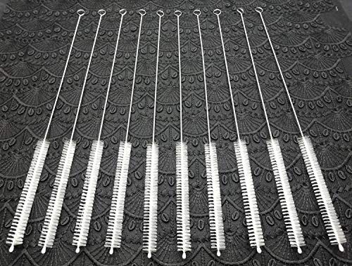 Extra Long Straw Cleaner Brush Extend 12 inch, Extra Wide 12mm diam Pipe Cleaners, Cleaning Brush for Hummingbird Feeders, Nylon Bristles and Stainless Steel Handle Straw Brush Set 10 Pack