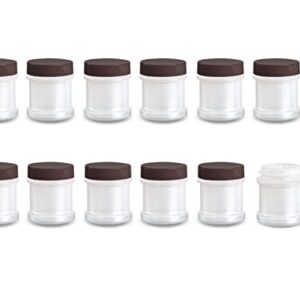 ljdeals 1 oz Plastic Spice Jars with Black Caps and Sifters for Herbs, Spices, Powders, Spice Bottles Great For Travel, Camping, Kitchen, Restaurant and more, Made in USA, Pack of 12