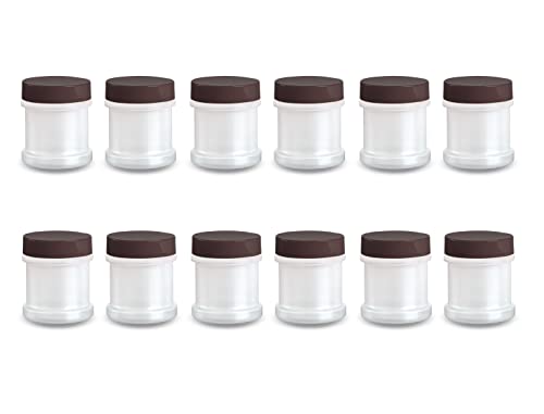 ljdeals 1 oz Plastic Spice Jars with Black Caps and Sifters for Herbs, Spices, Powders, Spice Bottles Great For Travel, Camping, Kitchen, Restaurant and more, Made in USA, Pack of 12