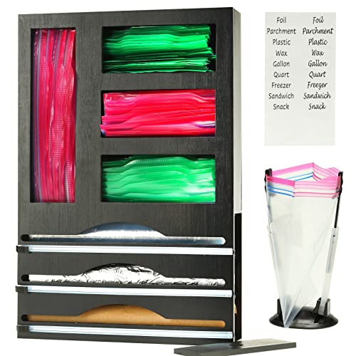 Premium! Drawer Organizer for Ziplock Bags and Foil, Sandwich Bag Organizer, Foil and Plastic Wrap Organizer, Kitchen Wrap Organizer, Ziplock Bag Organizer with Foil and Plastic Wrap Organizer.