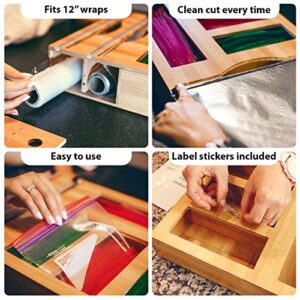 Premium! Drawer Organizer for Ziplock Bags and Foil, Sandwich Bag Organizer, Foil and Plastic Wrap Organizer, Kitchen Wrap Organizer, Ziplock Bag Organizer with Foil and Plastic Wrap Organizer.