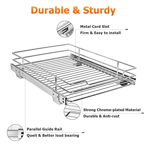 G-TING Pull Out Cabinet Organizer, Heavy Duty Slide Out Pantry Shelves Sliding Drawer Storage for Home, Kitchen, Bathroom, 12.44" W x 16.54" D, Request at Least 13 inch Cabinet Opening