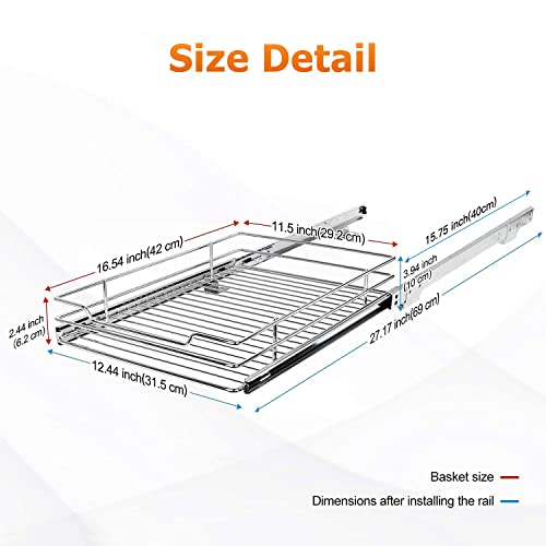 G-TING Pull Out Cabinet Organizer, Heavy Duty Slide Out Pantry Shelves Sliding Drawer Storage for Home, Kitchen, Bathroom, 12.44" W x 16.54" D, Request at Least 13 inch Cabinet Opening