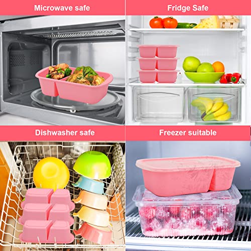 Landmore Meal Prep Containers 20 Pack 33oz 2 Compartment Food Storage Containers with Lids, Bento Box, BPA Free, Stackable/Reusable Lunch Boxes, Microwavable, Freezer and Dishwasher Safe Pink