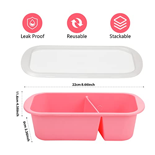 Landmore Meal Prep Containers 20 Pack 33oz 2 Compartment Food Storage Containers with Lids, Bento Box, BPA Free, Stackable/Reusable Lunch Boxes, Microwavable, Freezer and Dishwasher Safe Pink