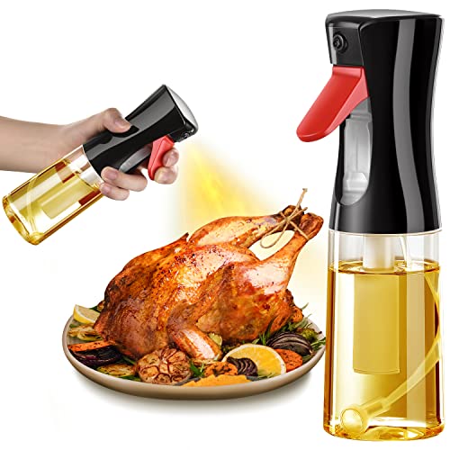 Oil Sprayer for Cooking, 200ml Glass Olive Oil Sprayer Mister, Olive Oil Spray Bottle, Kitchen Gadgets Accessories for Air Fryer, Canola Oil Spritzer, Widely Used for Salad Making, Baking, Frying, BBQ