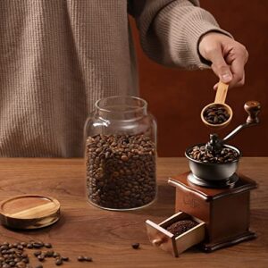 Glass Coffee Storage Jar with Lids Spoon Thicken Glass Coffee Canister 40 Oz (1200 mL) Borosilicate Glass Food Containers for Ground Coffee Beans Nut Pasta Sugar Candy Spice Rice Loose Tea