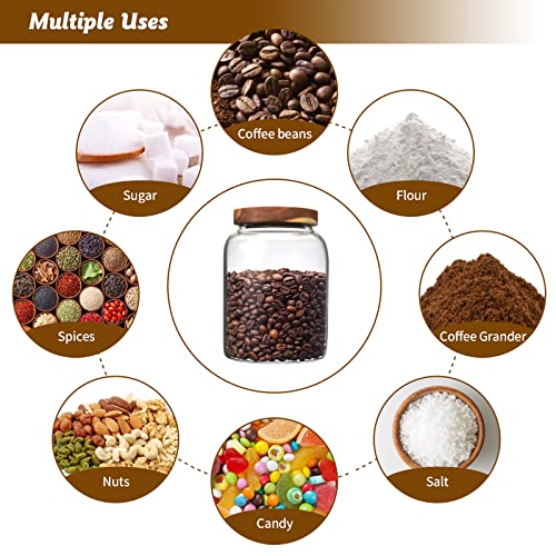 Glass Coffee Storage Jar with Lids Spoon Thicken Glass Coffee Canister 40 Oz (1200 mL) Borosilicate Glass Food Containers for Ground Coffee Beans Nut Pasta Sugar Candy Spice Rice Loose Tea