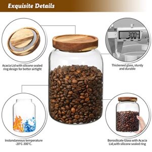 Glass Coffee Storage Jar with Lids Spoon Thicken Glass Coffee Canister 40 Oz (1200 mL) Borosilicate Glass Food Containers for Ground Coffee Beans Nut Pasta Sugar Candy Spice Rice Loose Tea