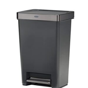 Rubbermaid Premier Series III Step-On Trash Can for Home and Kitchen, with Stainless Steel Rim, 12.4 Gallon, Charcoal