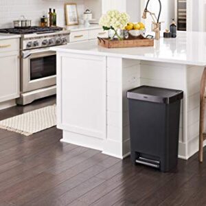 Rubbermaid Premier Series III Step-On Trash Can for Home and Kitchen, with Stainless Steel Rim, 12.4 Gallon, Charcoal