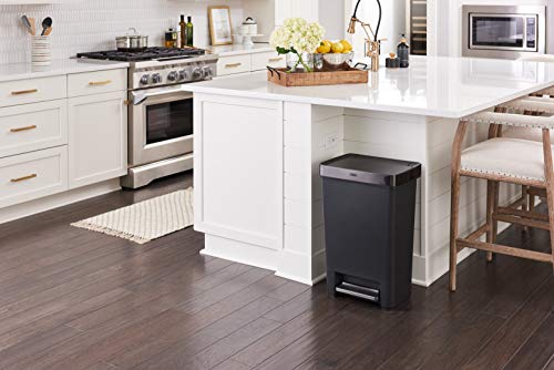 Rubbermaid Premier Series III Step-On Trash Can for Home and Kitchen, with Stainless Steel Rim, 12.4 Gallon, Charcoal