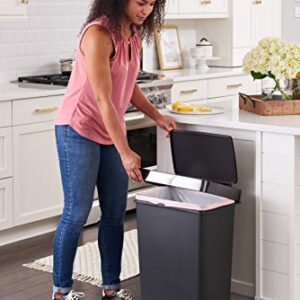 Rubbermaid Premier Series III Step-On Trash Can for Home and Kitchen, with Stainless Steel Rim, 12.4 Gallon, Charcoal