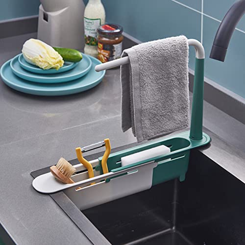 MOKILY Kitchen Sponge Brush Holder Towel Rack with Water Leaking,Kitchen Sink Caddy Organizer for Sponge Brush Dishcloth Rack-Kitchen Sink Accssories-Scrub Daddy Holder