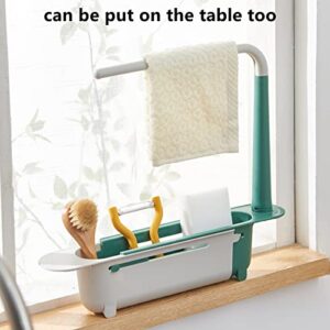 MOKILY Kitchen Sponge Brush Holder Towel Rack with Water Leaking,Kitchen Sink Caddy Organizer for Sponge Brush Dishcloth Rack-Kitchen Sink Accssories-Scrub Daddy Holder