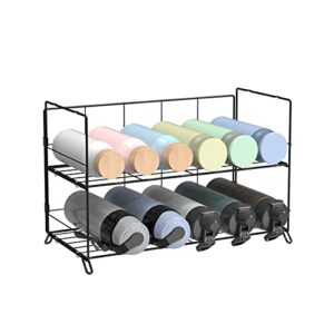 smusei water bottle organizer 2 tier water bottle storage water bottle rack tumbler organizer for kitchen cabinet countertops pantry office – black