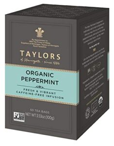 taylors of harrogate organic peppermint herbal tea, 50 count