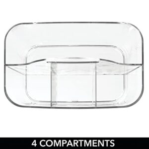 mDesign Plastic Cutlery Storage Organizer Caddy Bin Tote with Handle - Kitchen Cabinet Divided Pantry Basket for Forks, Knives, Spoons, Napkins, Indoor/Outdoor Use, Lumiere Collection, 2 Pack - Clear