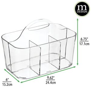 mDesign Plastic Cutlery Storage Organizer Caddy Bin Tote with Handle - Kitchen Cabinet Divided Pantry Basket for Forks, Knives, Spoons, Napkins, Indoor/Outdoor Use, Lumiere Collection, 2 Pack - Clear