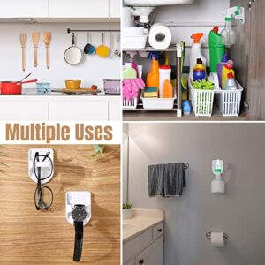 16 Pcs Spray Bottle Holder Wall Mount Spray Bottle Hanger White Adhesive Bottle Hooks for Cabinet Plastic Spray Bottle Rack Organizer to Create Storage Space for Home Kitchen Bathroom Sink Cleaner