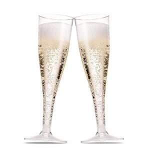 munfix 100 pack plastic champagne flutes 5 oz clear plastic toasting glasses disposable wedding thanksgiving party cocktail cups