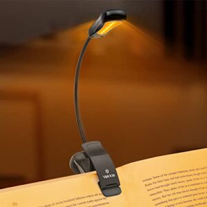 vekkia amber rechargeable 7 led eye-care book light,blue light blocking reading light,3 levels,1600k for strain-free, healthy eyes.up to 70 hours reading for bookworms.