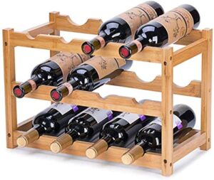 riipoo wine racks countertop, wine rack 12 bottle, wine storage holder for kitchen, pantry, cabinet, bar, 3 tier