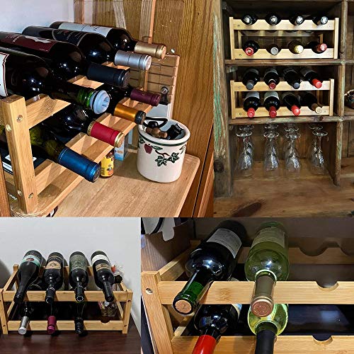 Riipoo Wine Rack Countertop, Wine Racks Shelf, Wine Bottle Holder for Pantry Cabinet Bar, Refrigerator, 2 Tier