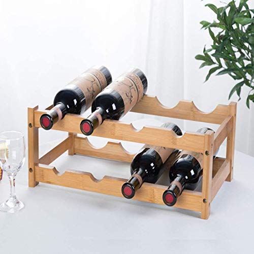 Riipoo Wine Rack Countertop, Wine Racks Shelf, Wine Bottle Holder for Pantry Cabinet Bar, Refrigerator, 2 Tier