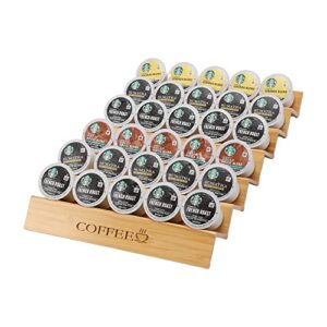 minboo bamboo 2 pieces step-shaped k cup holder drawer or countertop k cup organizer coffee pod holder hold 30 coffee pod storage kcup coffee pods holder for coffee station office and kitchen