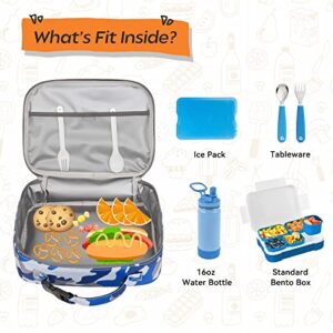 HOMESPON Kids Lunch Box Insulated Prints Lunch Bag Water-Resistant Cooler Bags Back to School Thermal Meal Tote Zippered Pockets Ideal for Children