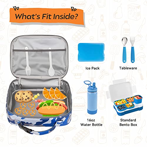 HOMESPON Kids Lunch Box Insulated Prints Lunch Bag Water-Resistant Cooler Bags Back to School Thermal Meal Tote Zippered Pockets Ideal for Children